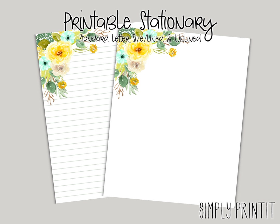 Stationery Paper, Floral Printable Stationary, A4 Printable Stationary ...