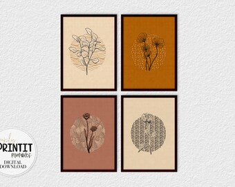Set of 3 Prints, Boho Botanical Art Set, Boho Art Set, Botanical House ...