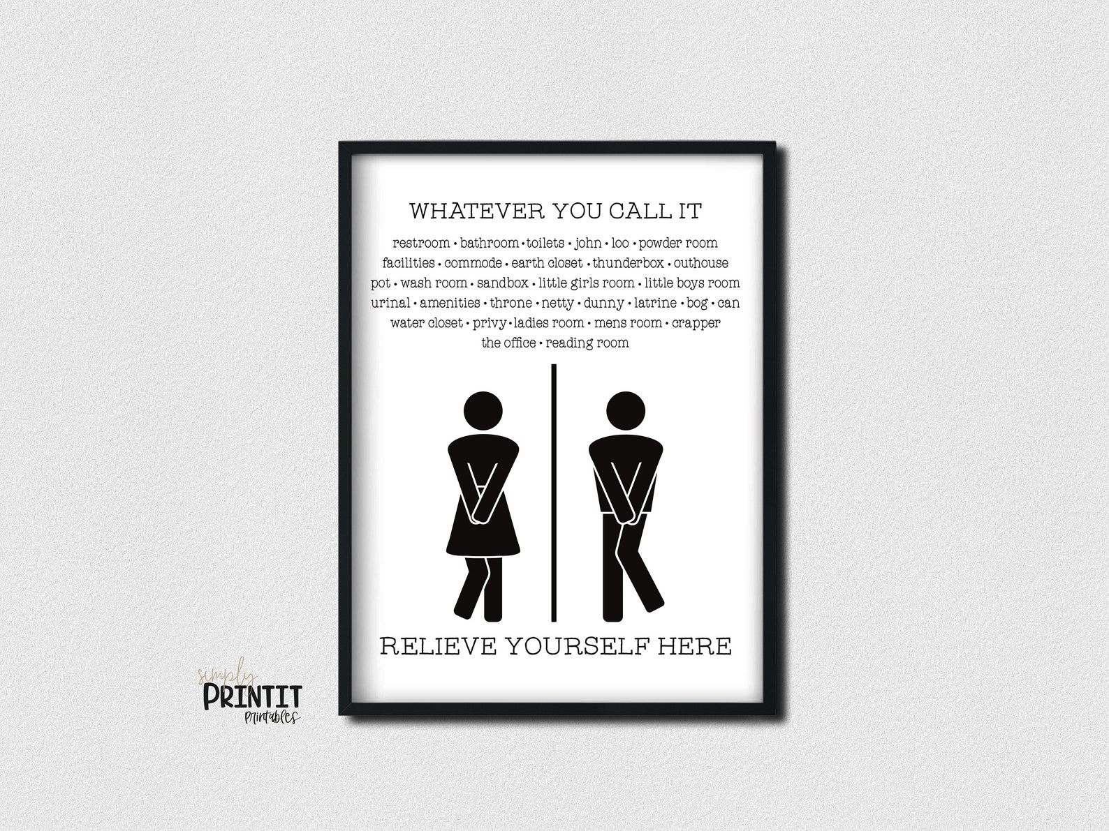 Funny Bathroom Signs, Restroom Sign, Funny Bathroom Art, Wall Art Set ...