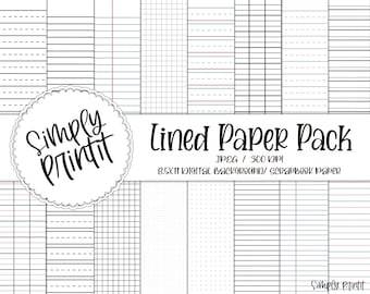 Lined Digital Paper Printable, Multi-colors Journal Inserts for Writing ...