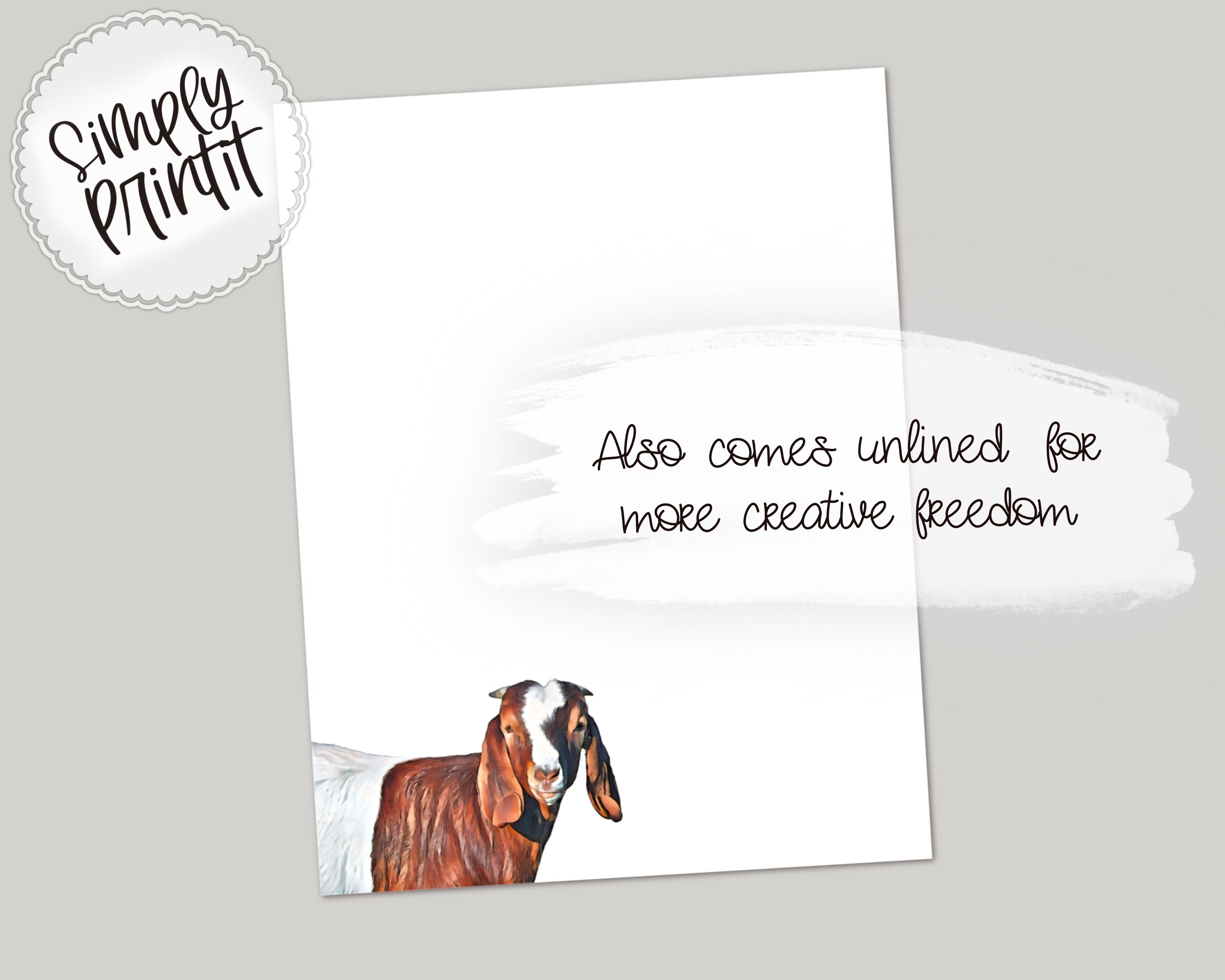 Printable Stationery, Digital Stationary, Goat Writing Paper, Farm ...