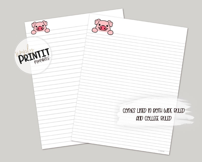 Printable Stationery, Digital Hog Stationary, Pig Writing Paper, Farm ...