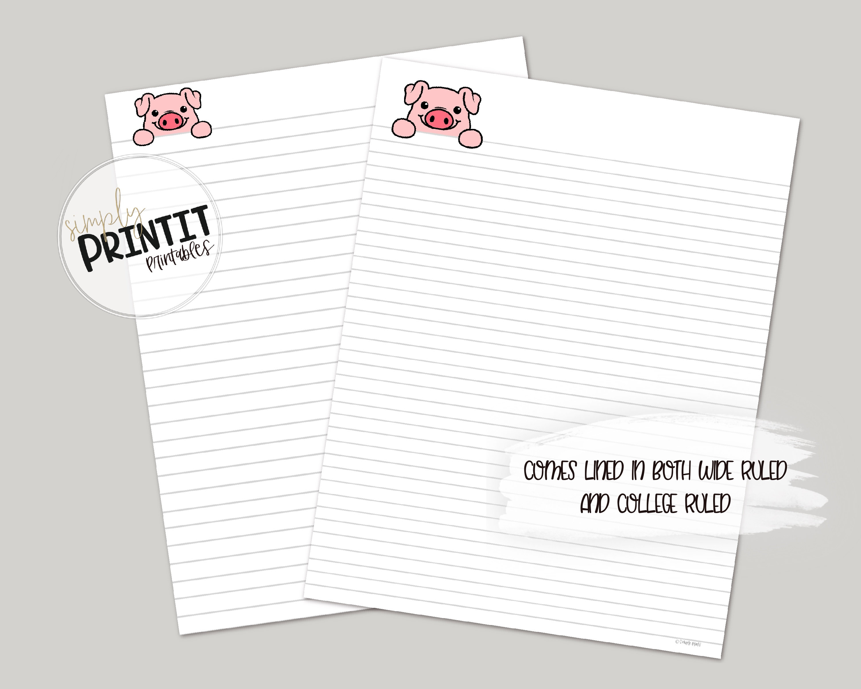 Printable Stationery, Digital Hog Stationary, Pig Writing Paper, Farm ...