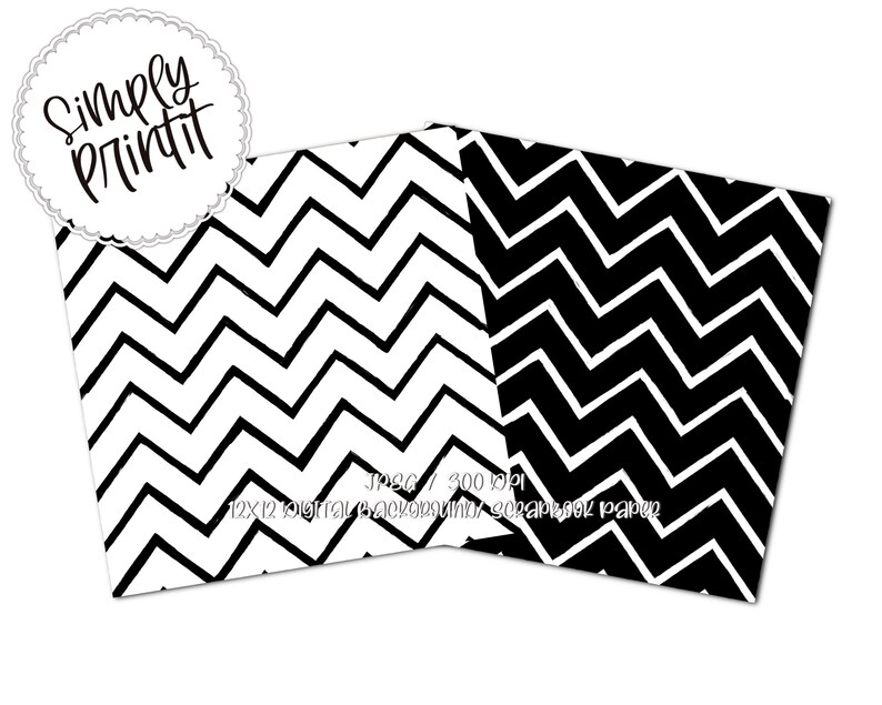Digital Paper, PRINTABLE Black and White Digital Background, Black and ...