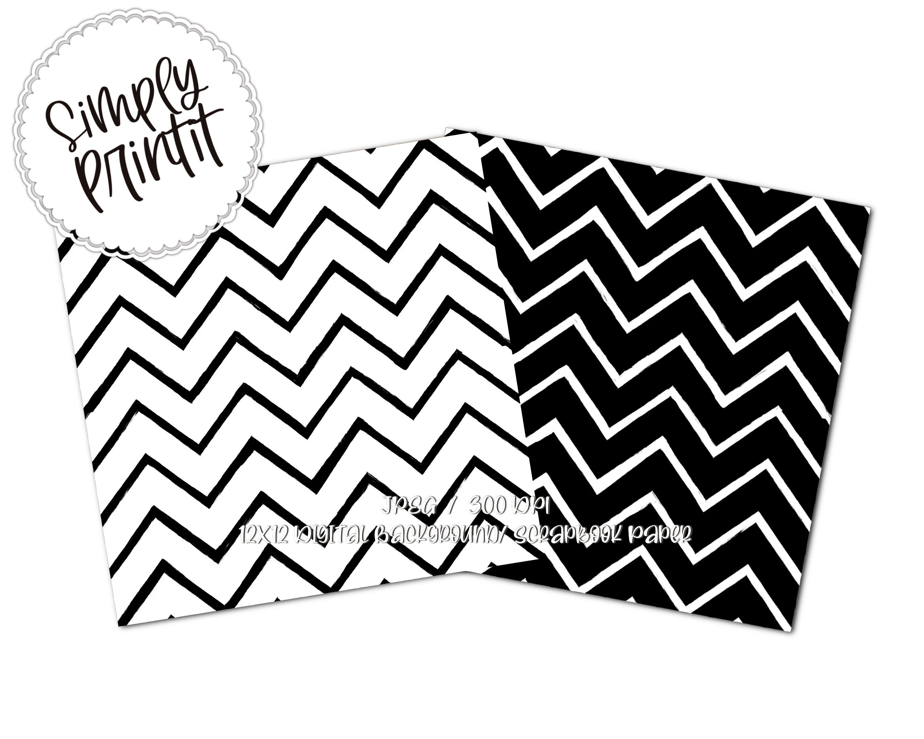 Digital Paper, PRINTABLE Black and White Digital Background, Black and ...