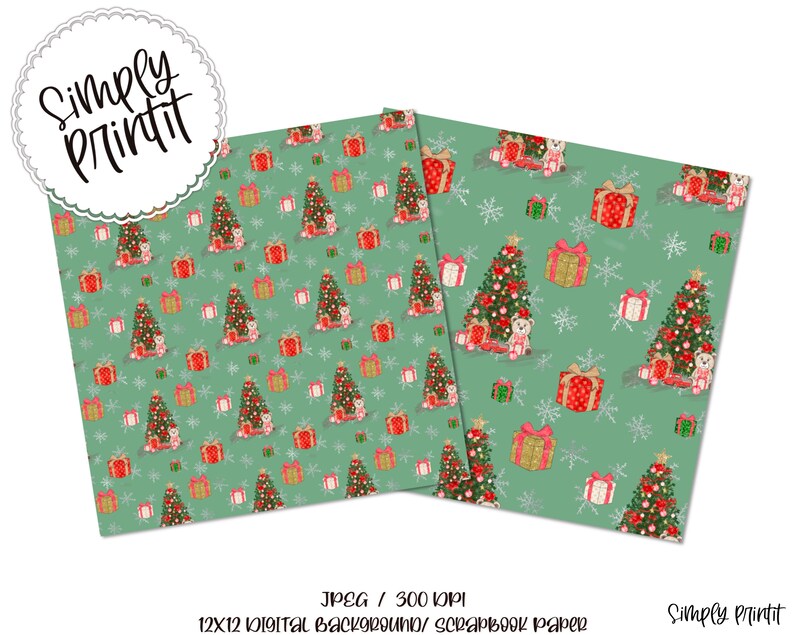 Digital Paper, PRINTABLE Red Truck Printable Scrapbook Paper, Seamless ...