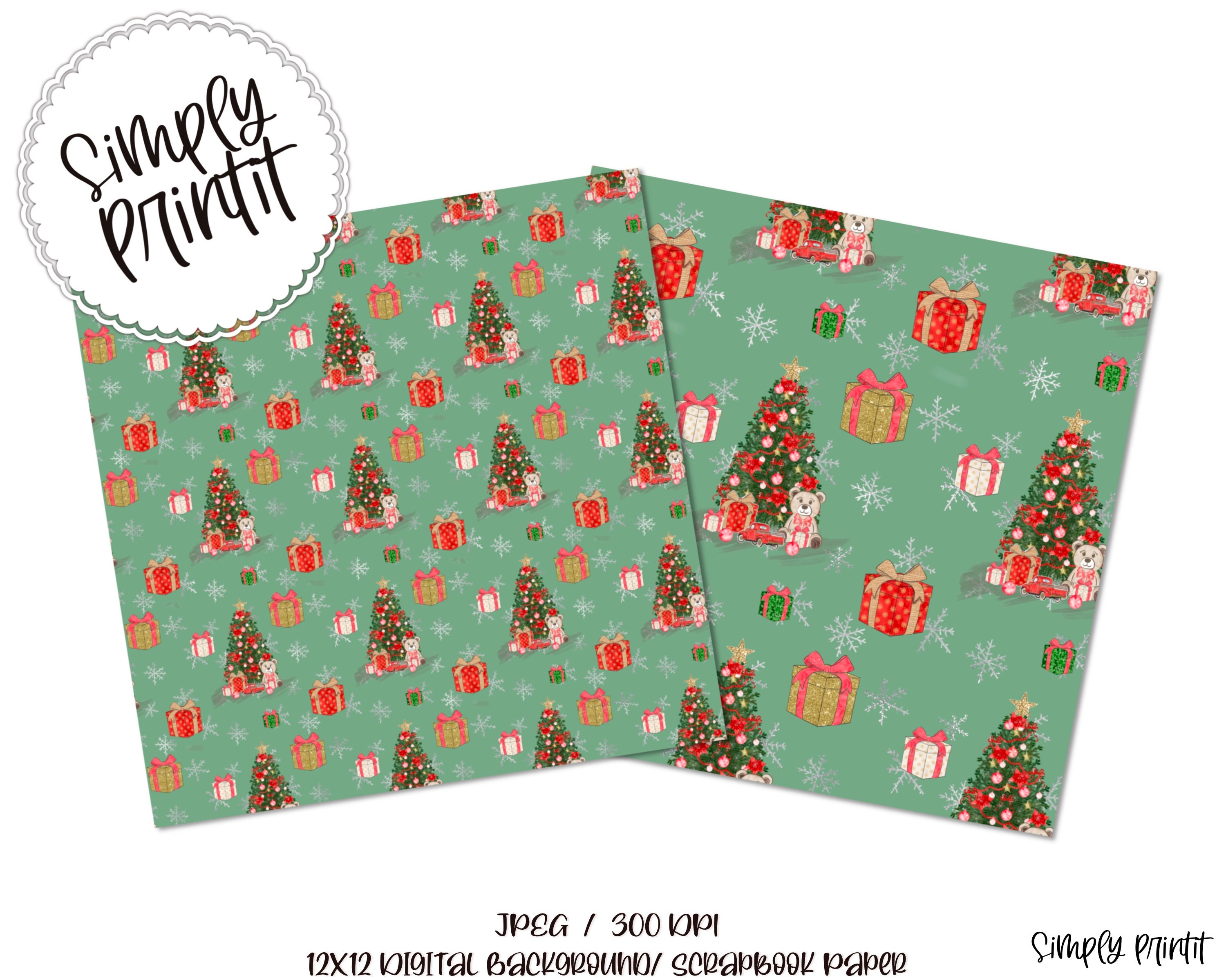 Digital Paper, PRINTABLE Red Truck Printable Scrapbook Paper, Seamless ...