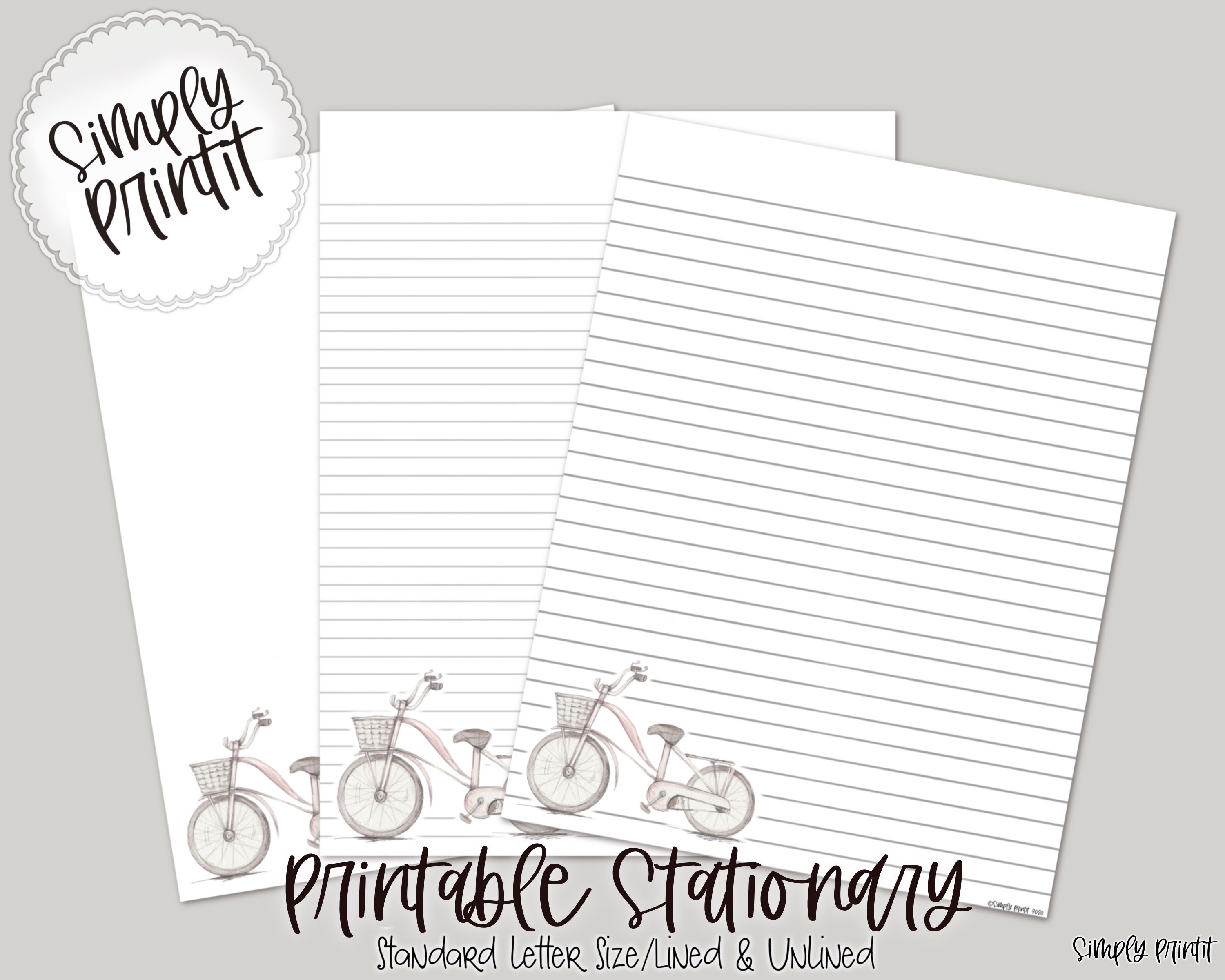 Stationery Paper, Bicycle Stationary Set, Printable Writing Paper With ...