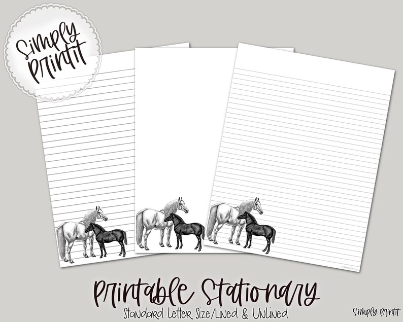 Stationary Paper, Horses Printable Stationery Set, A4 Stationary Paper ...