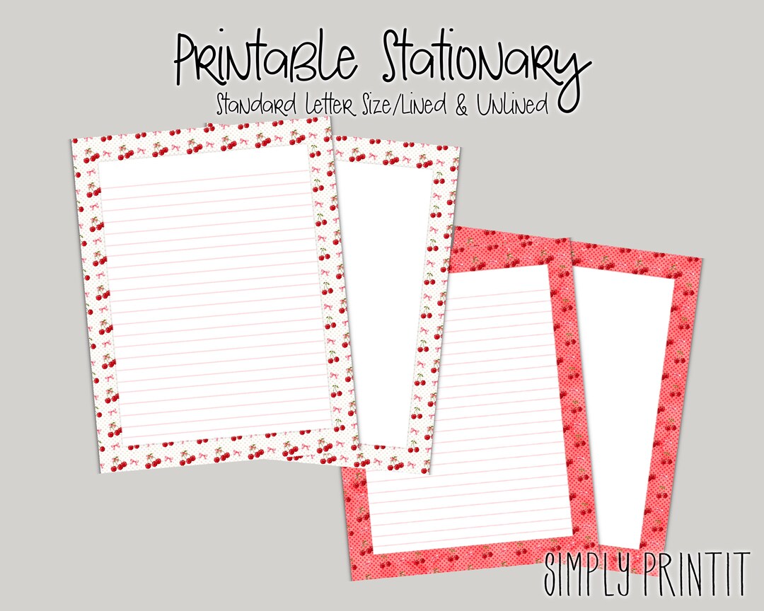 Stationery Paper, Set of Two Printable Stationery, A4 Printable ...