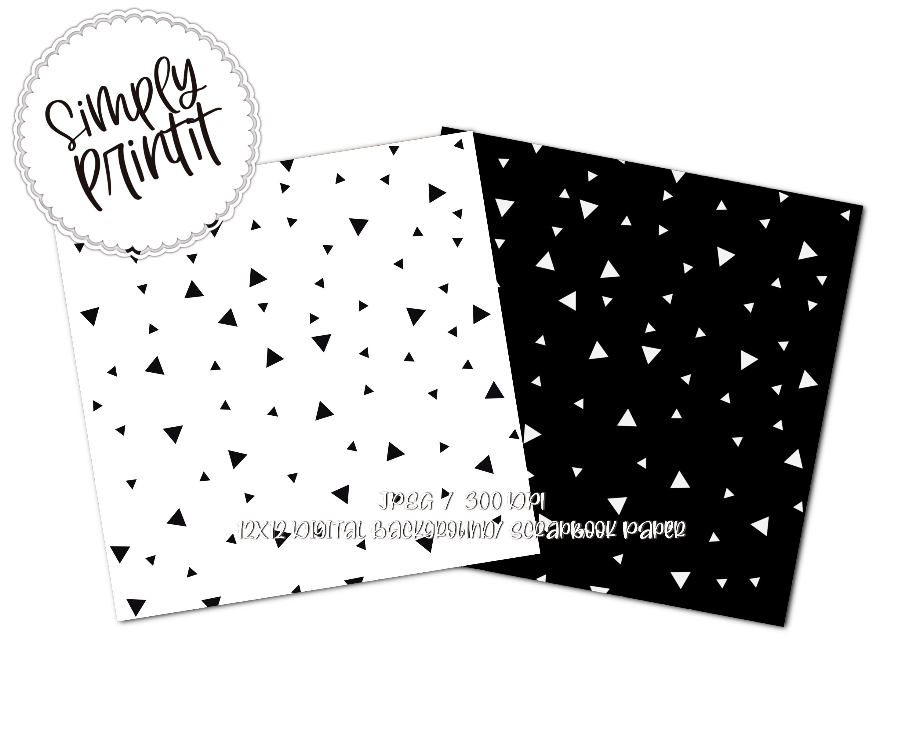 Digital Paper, PRINTABLE Black and White Digital Background, Black and ...