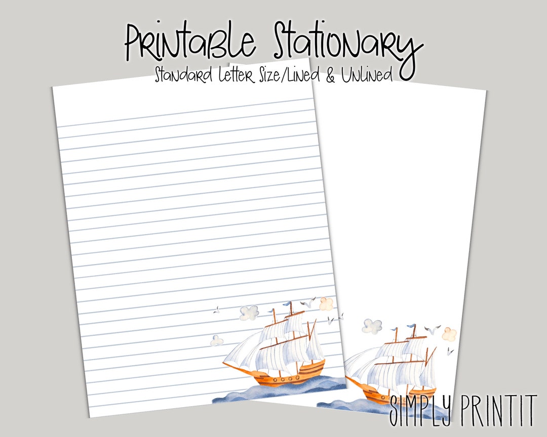 Stationary Paper, Nautical Printable Stationary Set, A4 Stationary ...