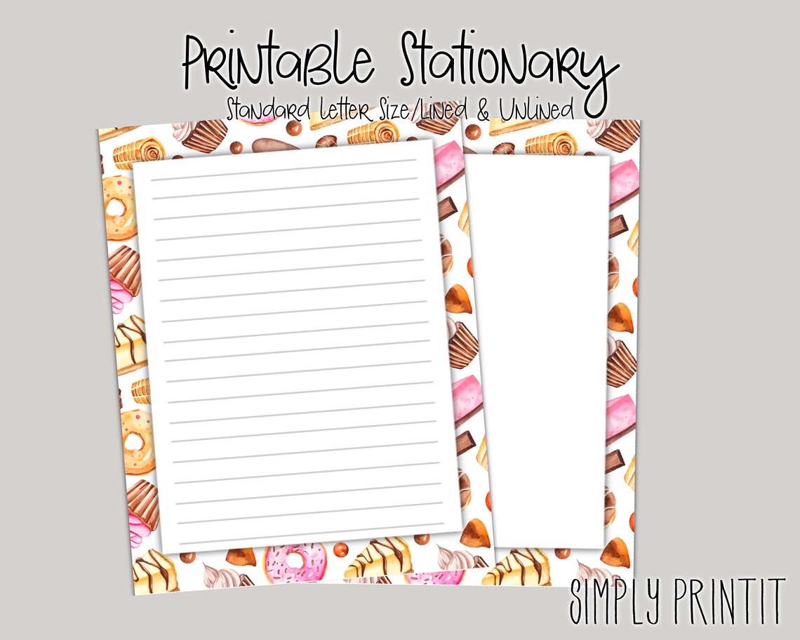 Stationery Paper, Bakery Printable Stationary, A4 Stationary, Digital ...