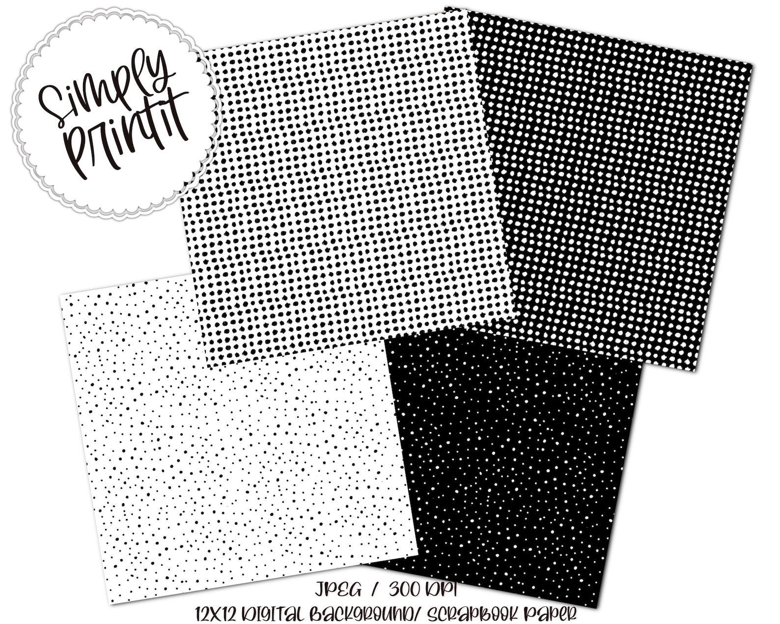 Digital Paper PRINTABLE Black and White Digital Background - Etsy