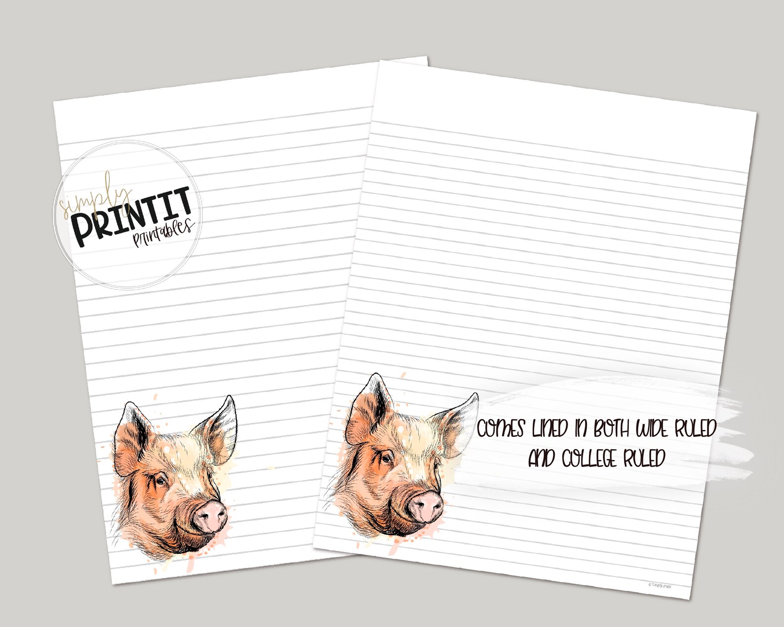 Printable Stationery, Digital Hog Stationary, Pig Writing Paper, Farm ...