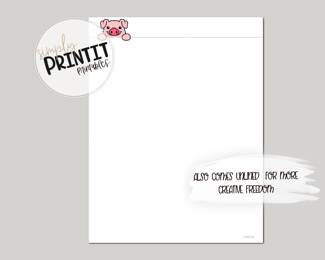 Printable Stationery, Digital Hog Stationary, Pig Writing Paper, Farm ...