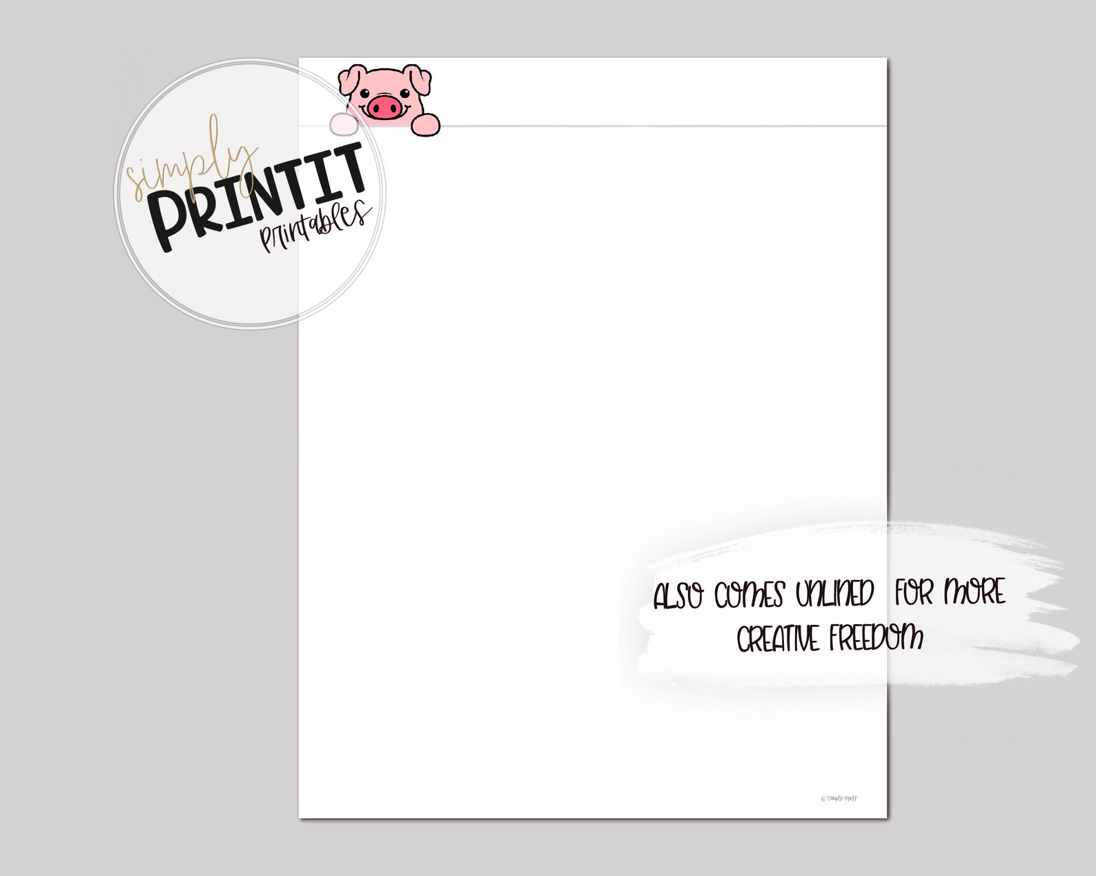 Printable Stationery, Digital Hog Stationary, Pig Writing Paper, Farm ...