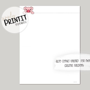 Printable Stationery, Digital Hog Stationary, Pig Writing Paper, Farm ...