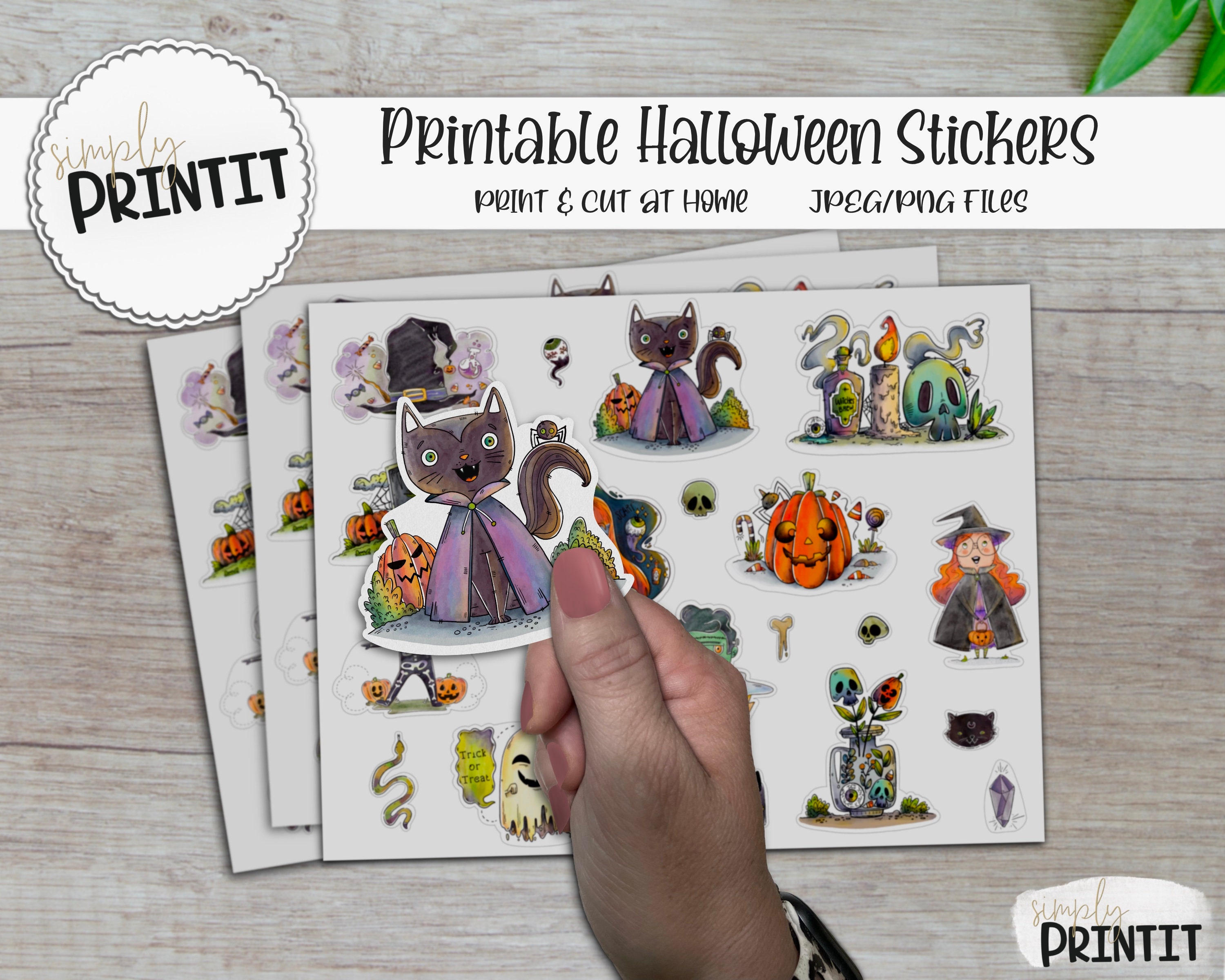 Printable Sticker Bundle, Halloween Vinyl Stickers, PNG Cricut ...
