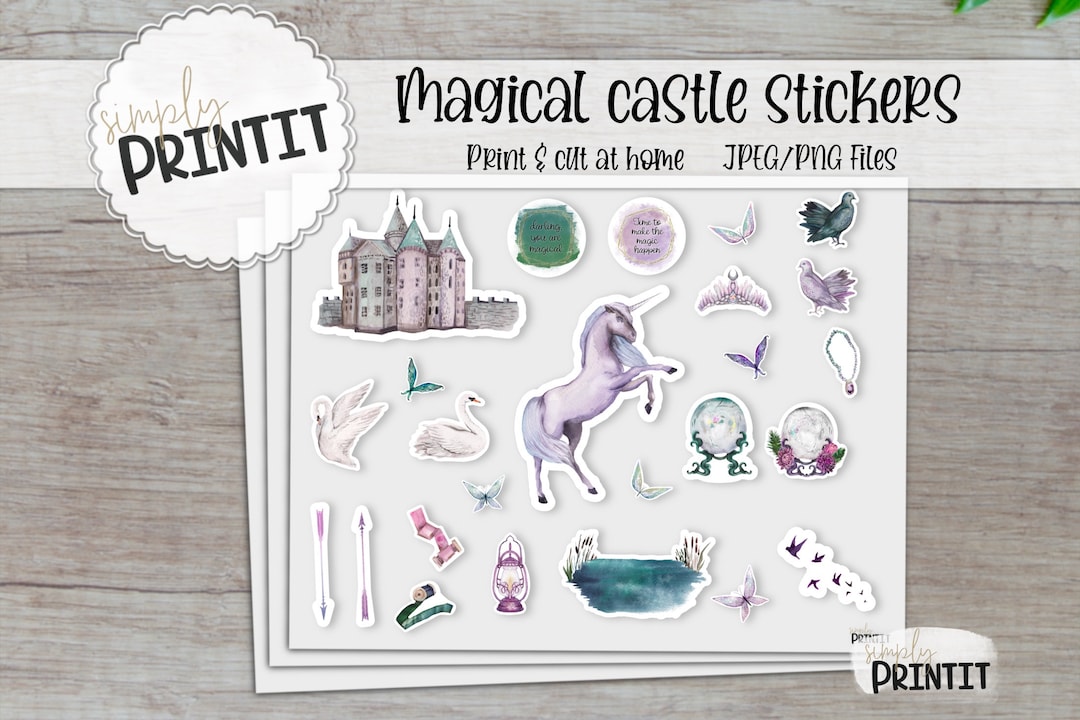 Printable Magical Castle Sticker Bundle, Mystical Vinyl Stickers, PNG ...