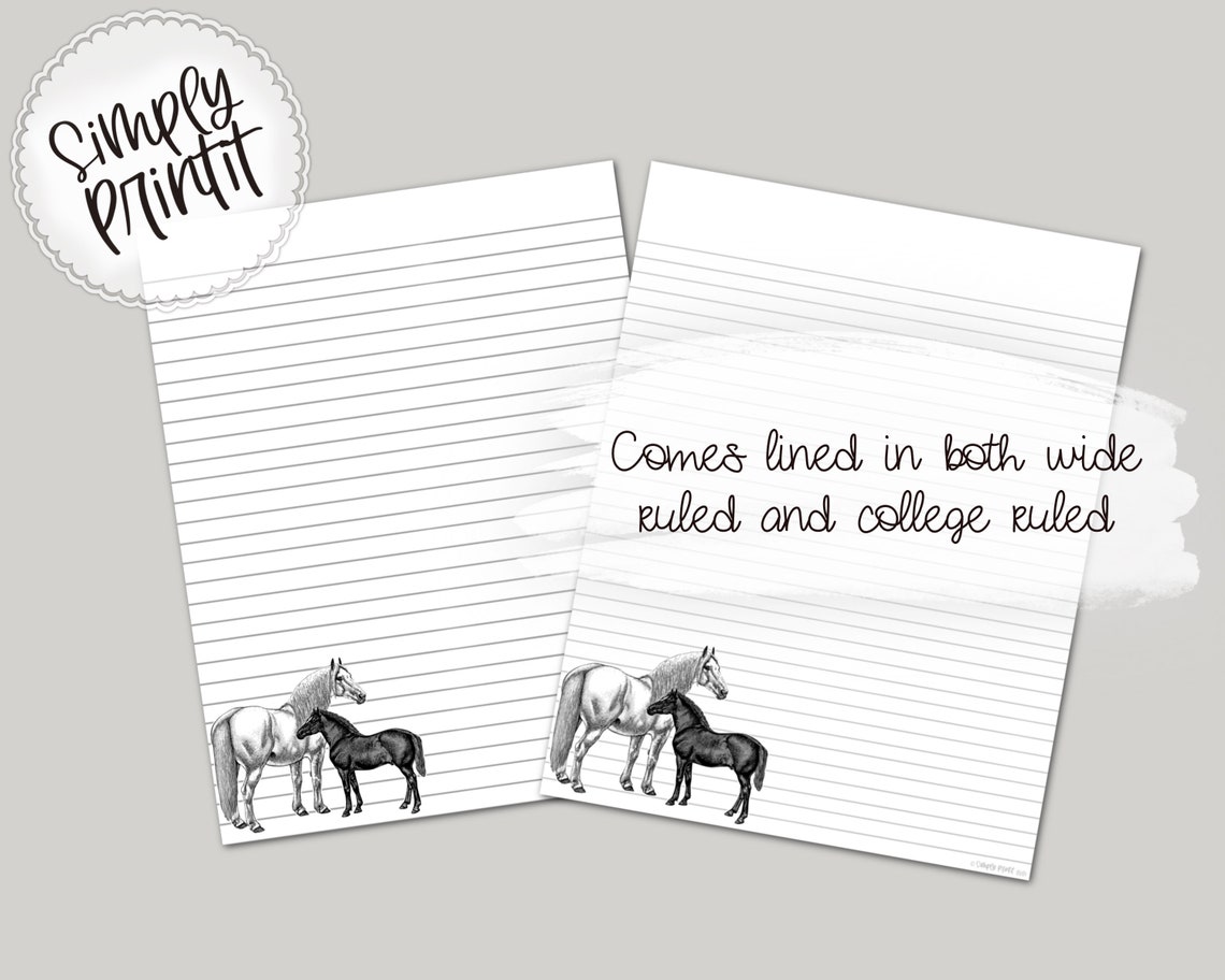 Stationary Paper, Horses Printable Stationery Set, A4 Stationary Paper ...