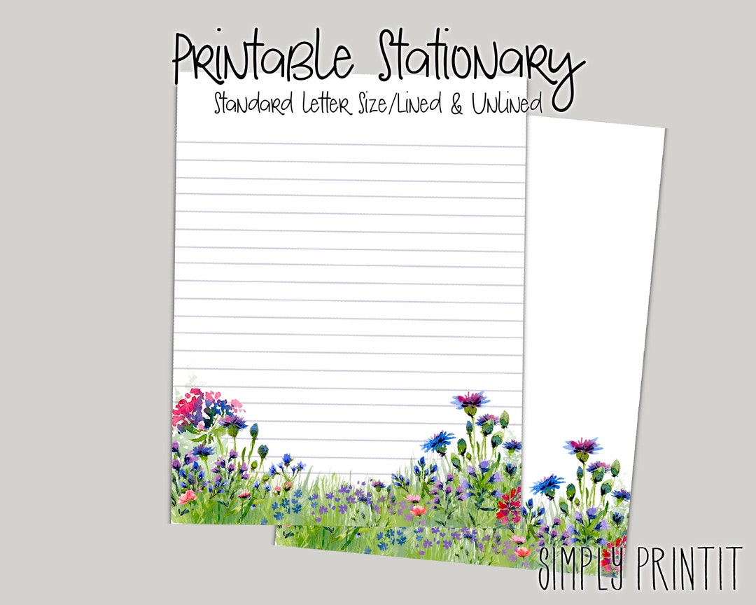 Stationary Paper, Flower Printable Stationary, A4 Stationary, Digital ...