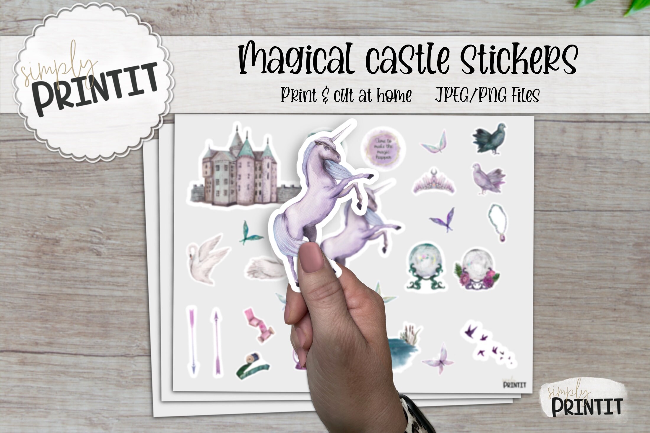 Printable Magical Castle Sticker Bundle, Mystical Vinyl Stickers, PNG ...