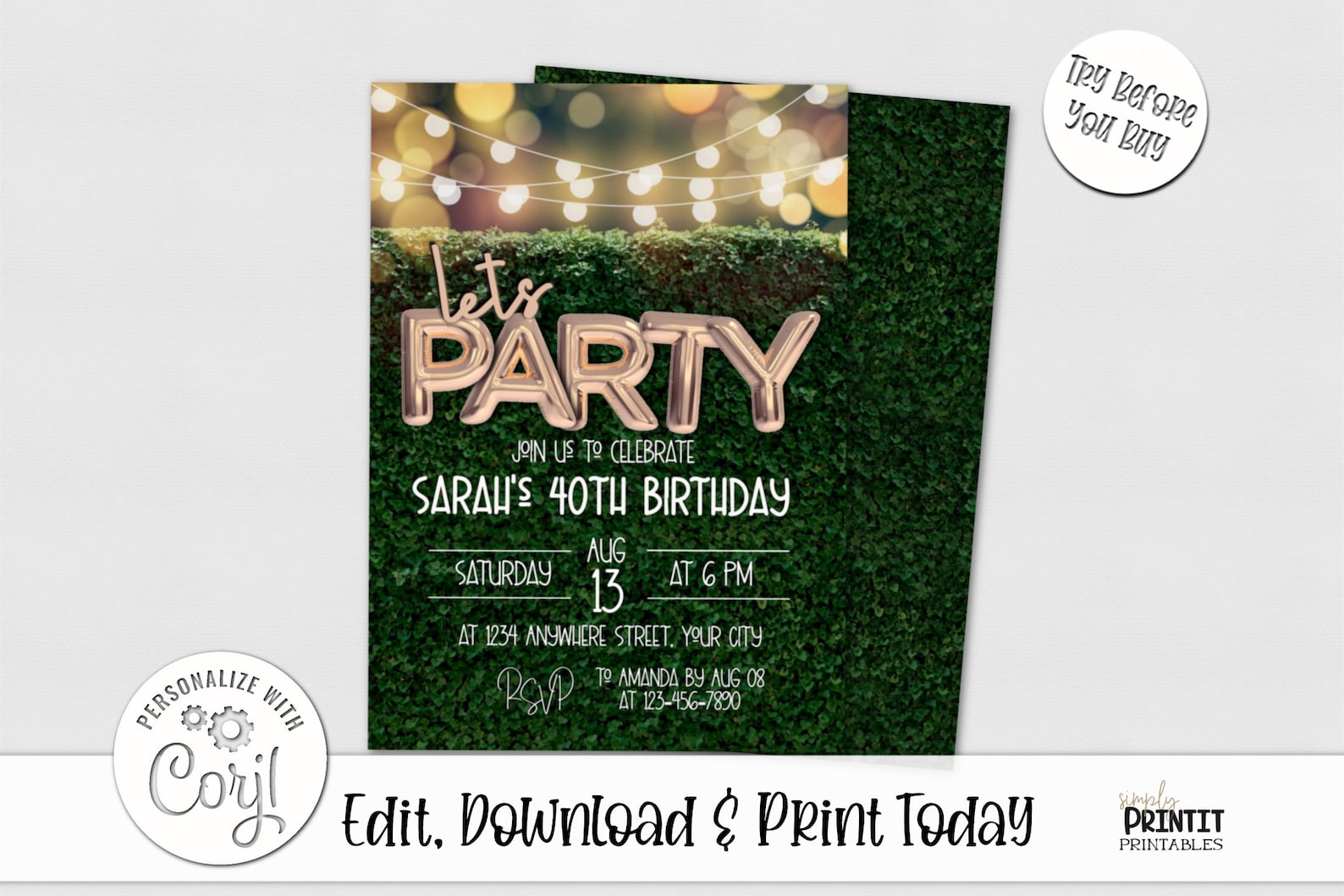 Invitations - Backyard Party Invitation Template, Digital Birthday ...