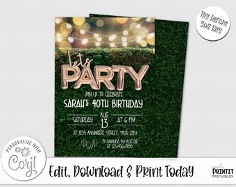 Backyard Party Invitation Template Birthday Baby Shower - Etsy