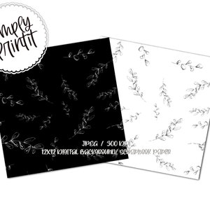 Digital Paper, PRINTABLE Black and White Digital Background, Black and ...