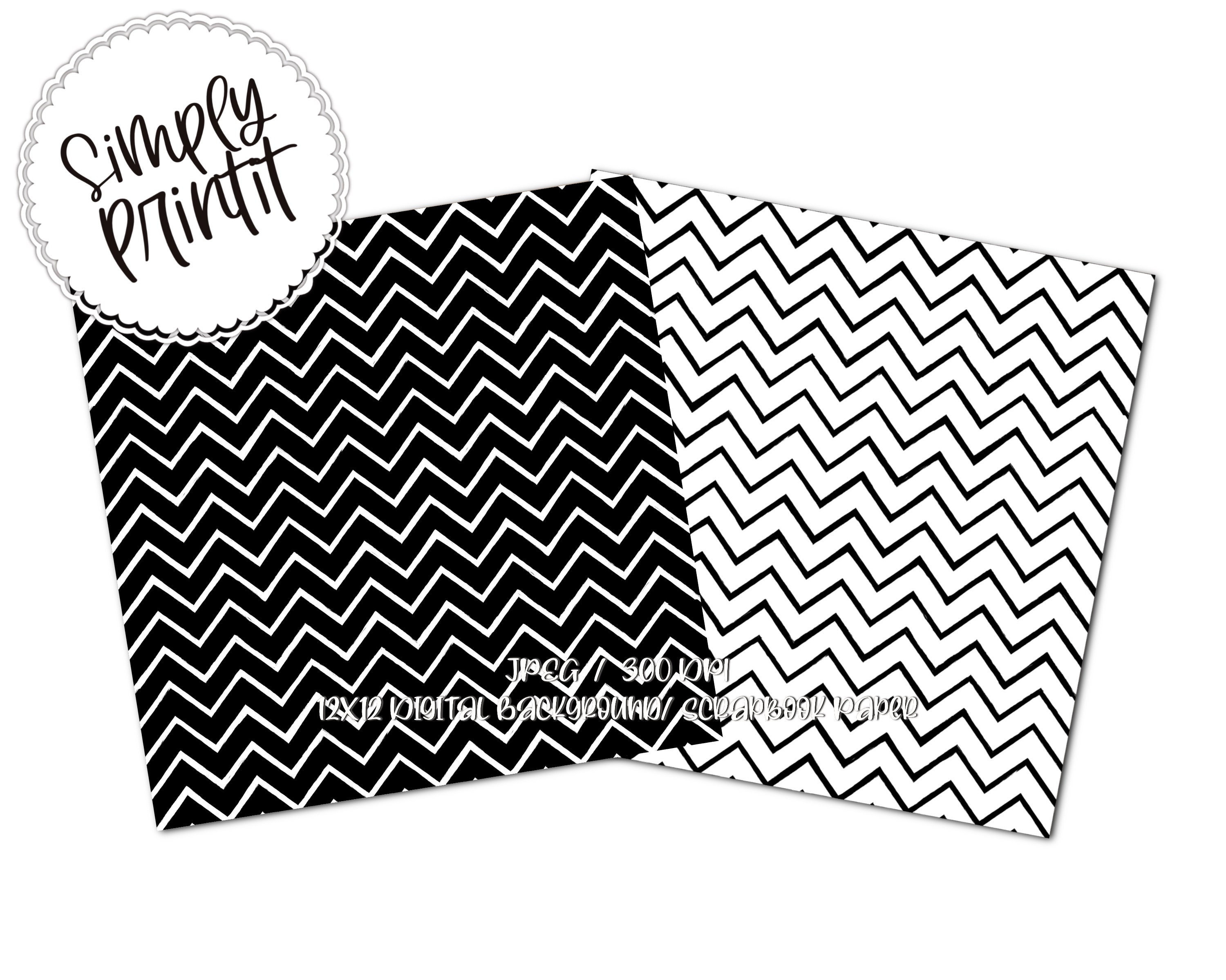 Digital Paper, PRINTABLE Black and White Digital Background, Black and ...