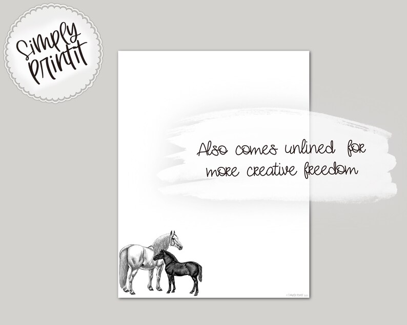 Stationary Paper, Horses Printable Stationery Set, A4 Stationary Paper ...