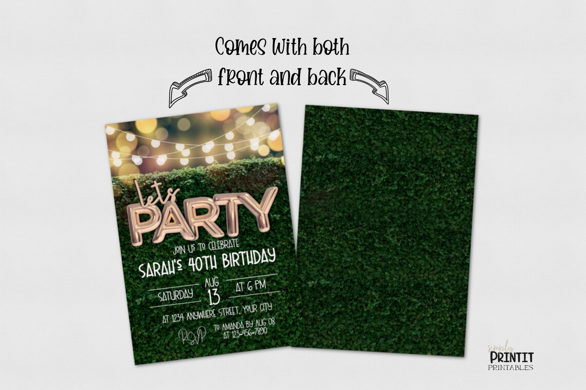 Invitations - Backyard Party Invitation Template, Digital Birthday ...