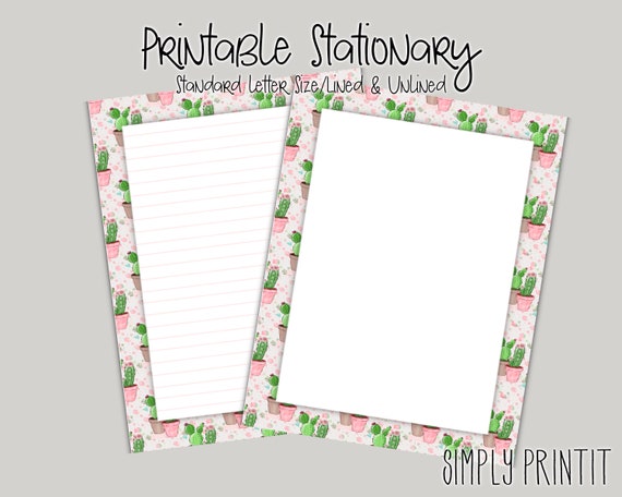 Stationary Paper Succulent Border Printable Stationary Set - Etsy