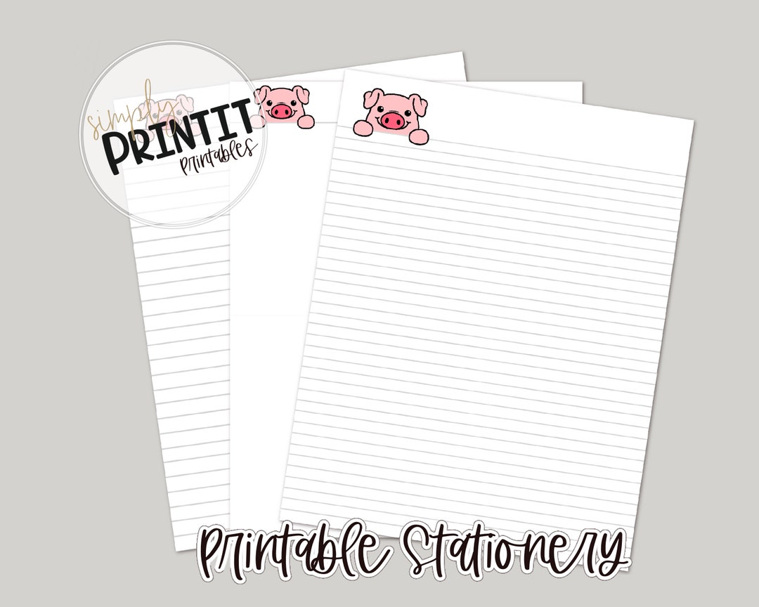 Printable Stationery, Digital Hog Stationary, Pig Writing Paper, Farm ...
