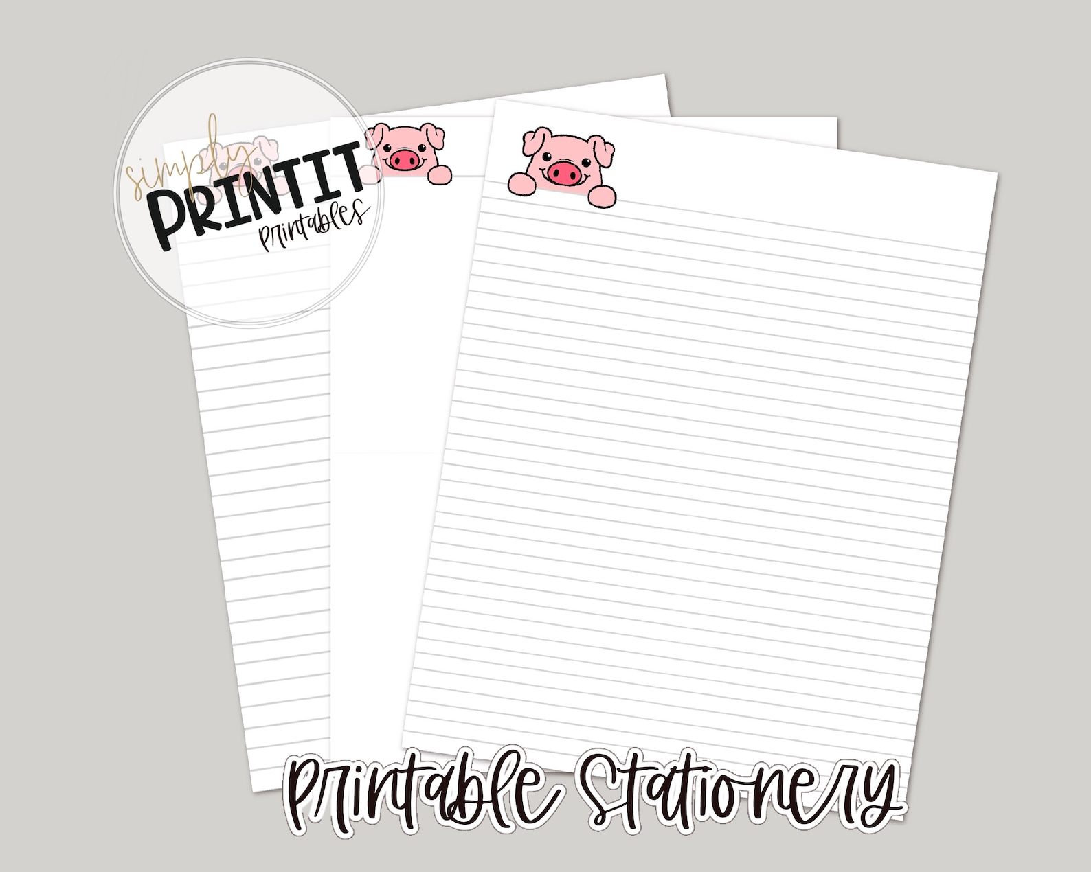 Printable Stationery, Digital Hog Stationary, Pig Writing Paper, Farm ...