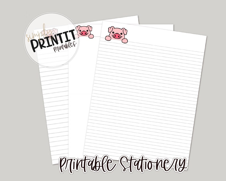 Printable Stationery, Digital Hog Stationary, Pig Writing Paper, Farm ...