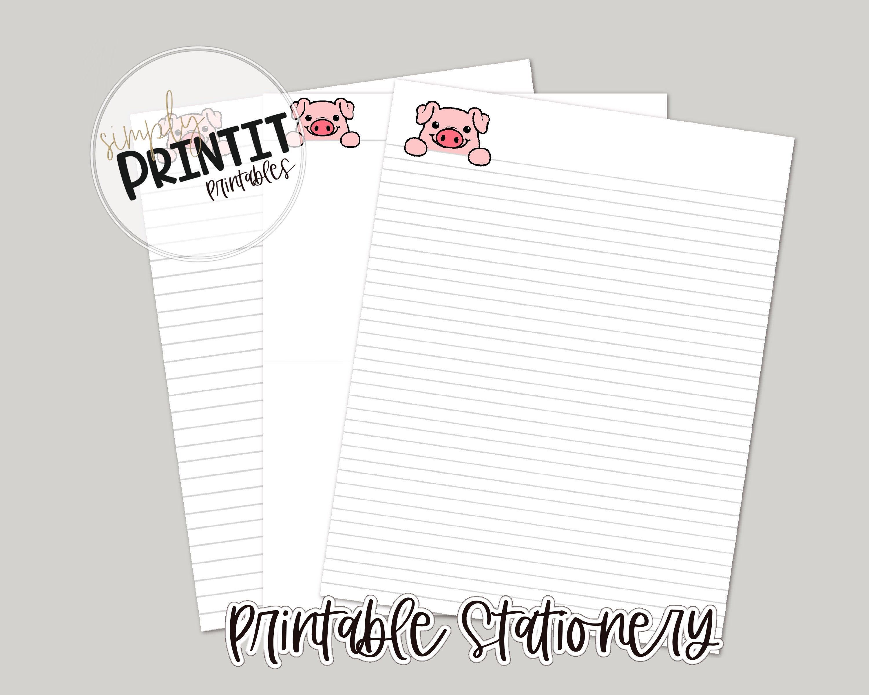 Printable Stationery, Digital Hog Stationary, Pig Writing Paper, Farm ...