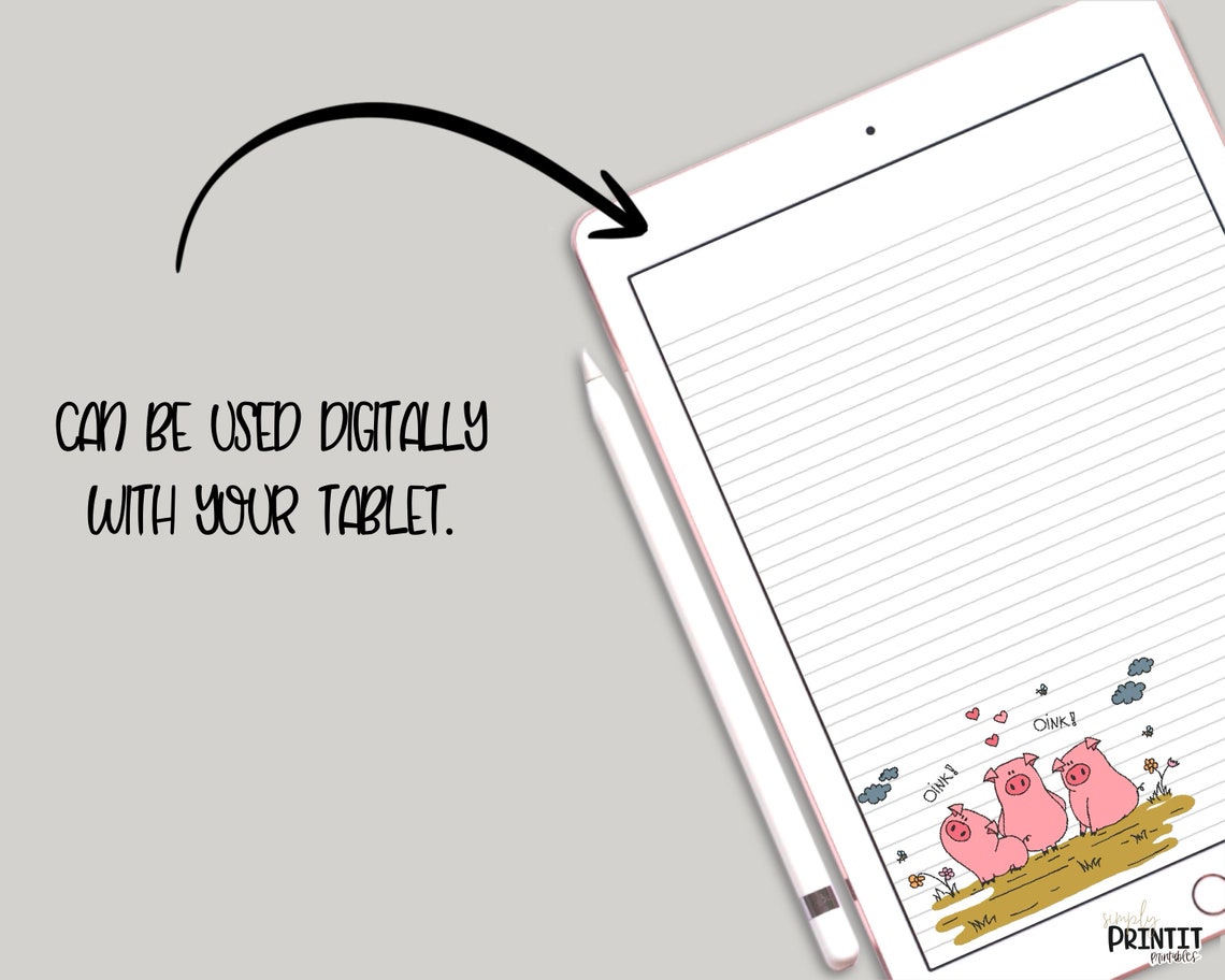 Printable Stationery, Digital Hog Stationary, Pig Writing Paper, Farm ...