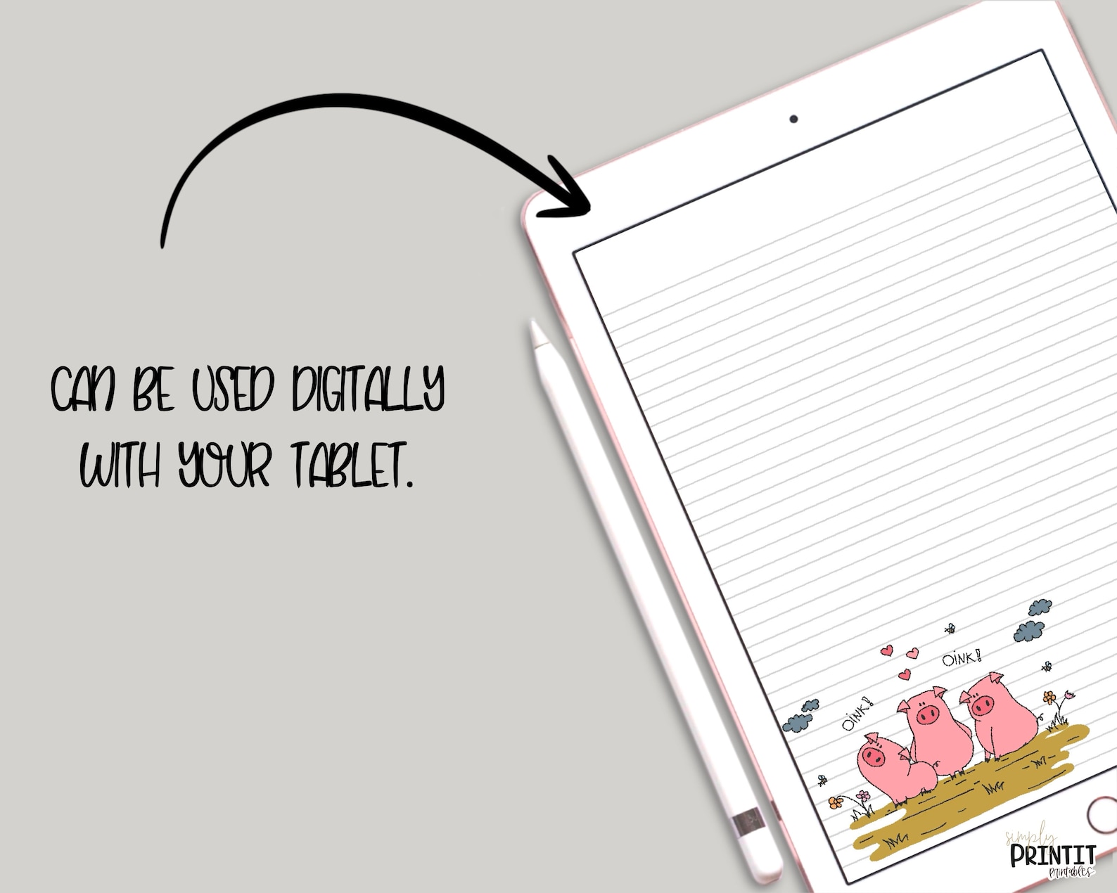 Printable Stationery, Digital Hog Stationary, Pig Writing Paper, Farm ...