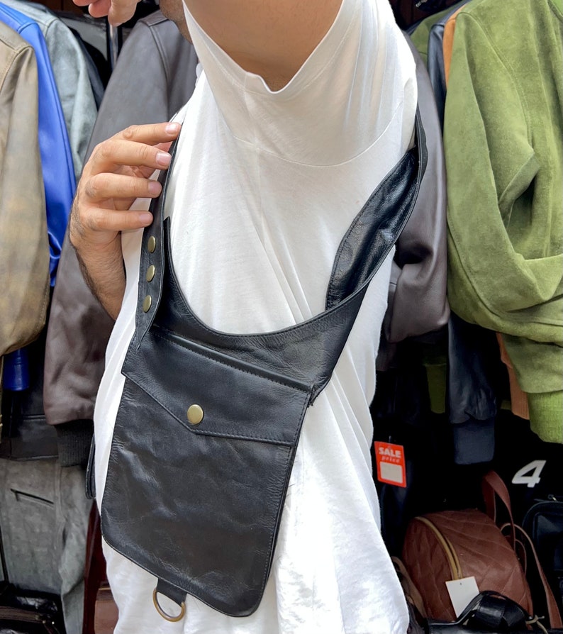 Genuine Leather Shoulder Holster Wallet Security Money Body Belt Anti ...