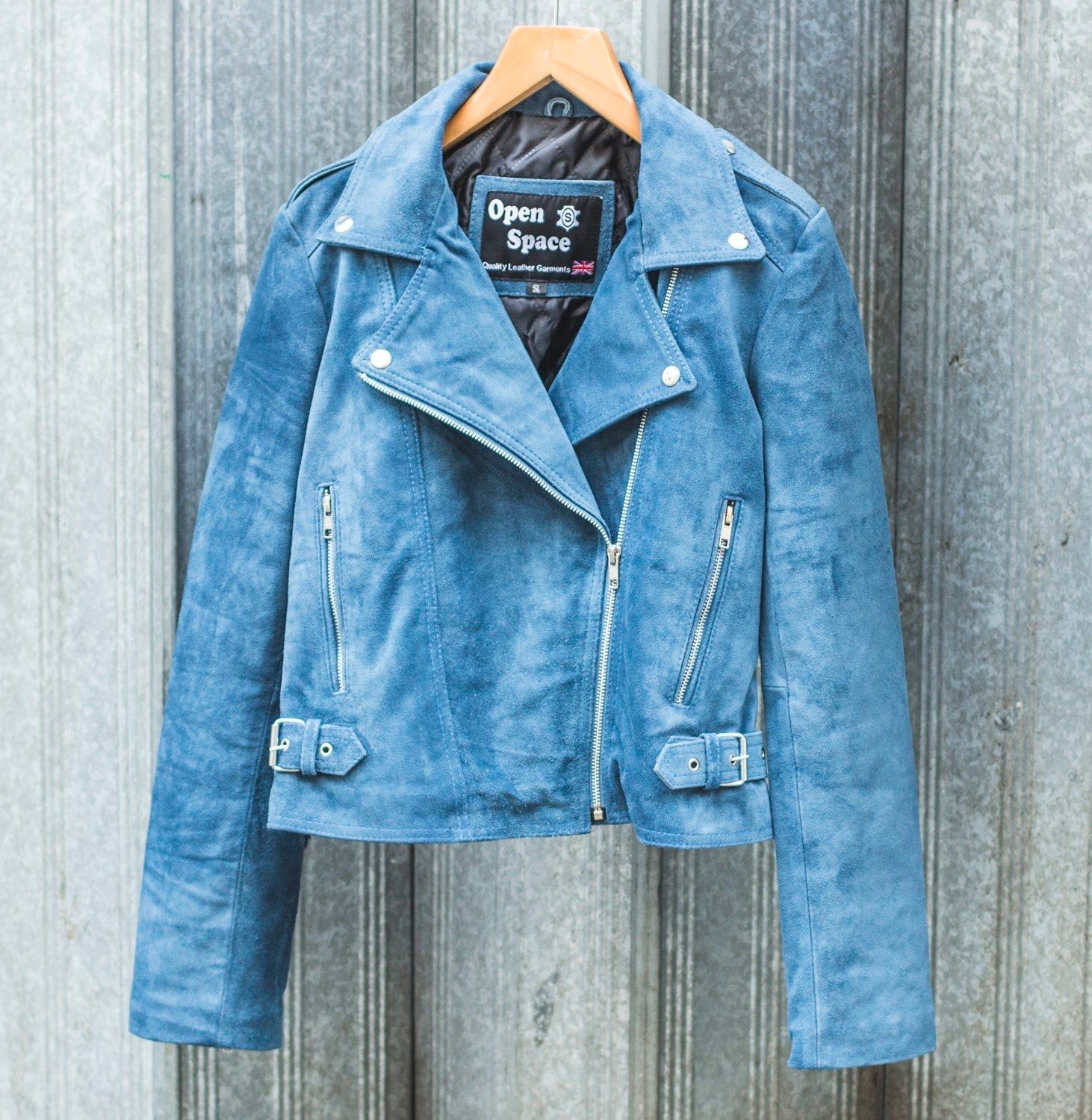 Blue Suede Fringe Biker Jacket - Etsy