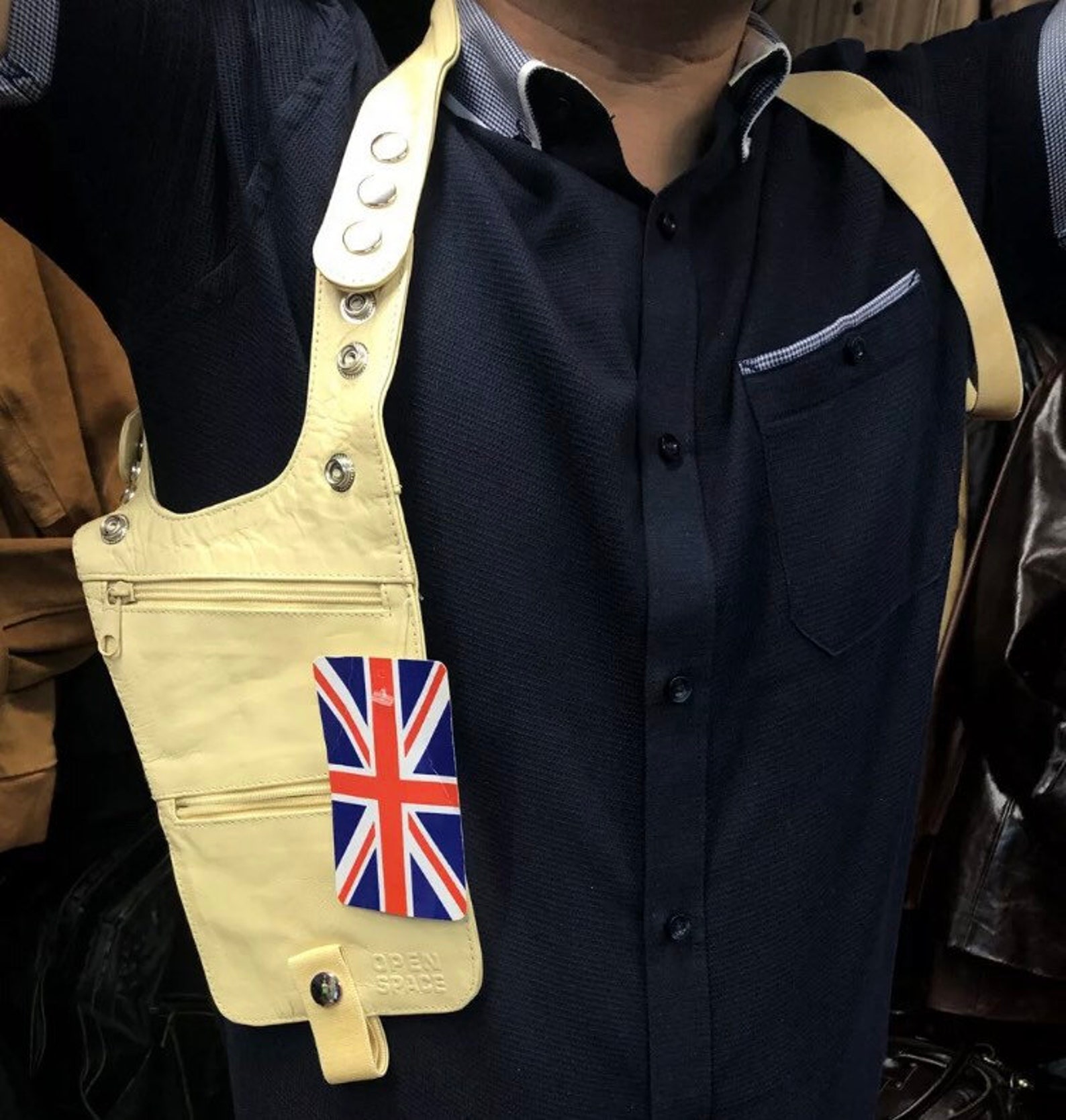 Genuine Leather Shoulder Holster Wallet Security Money Body Belt Anti ...