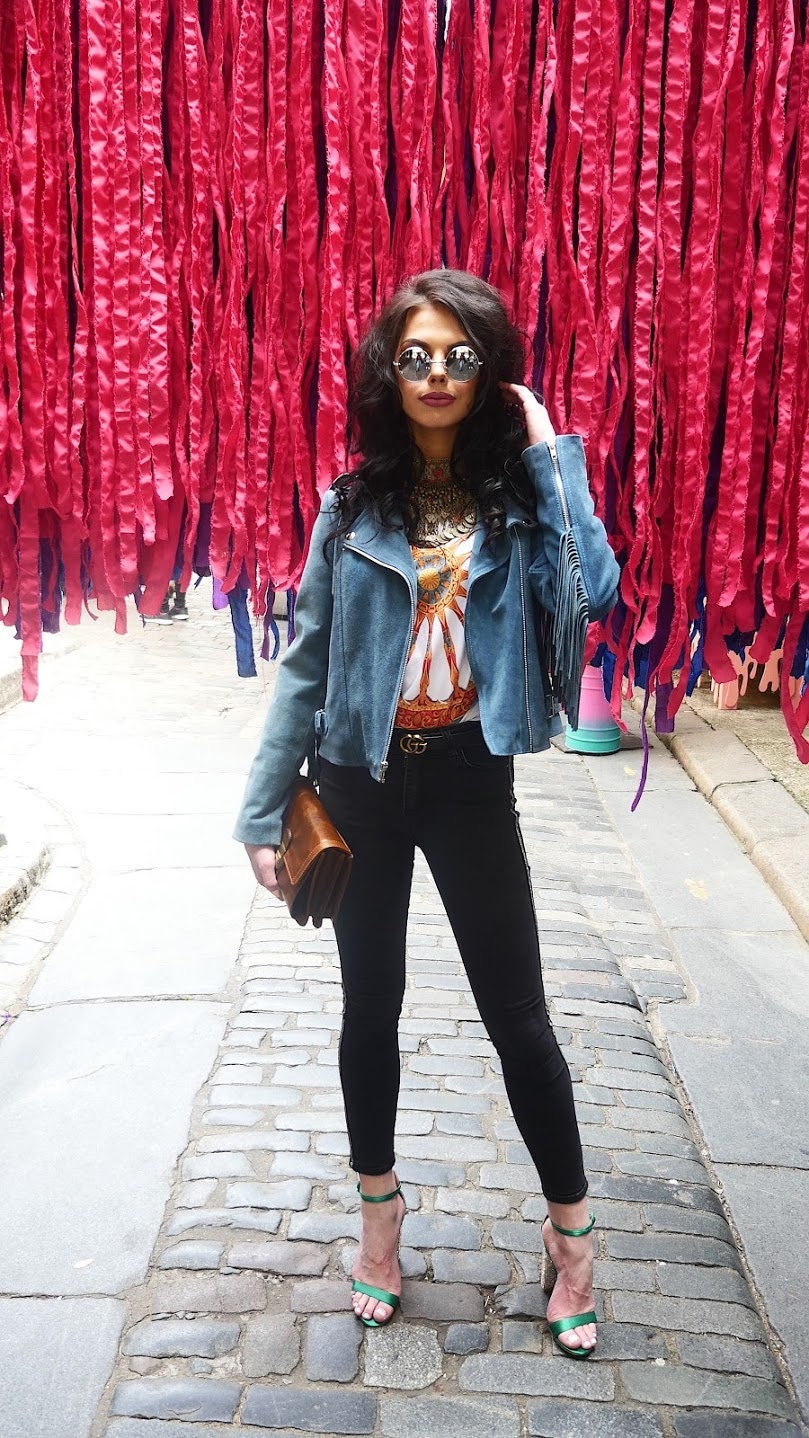 Blue Suede Fringe Biker Jacket - Etsy