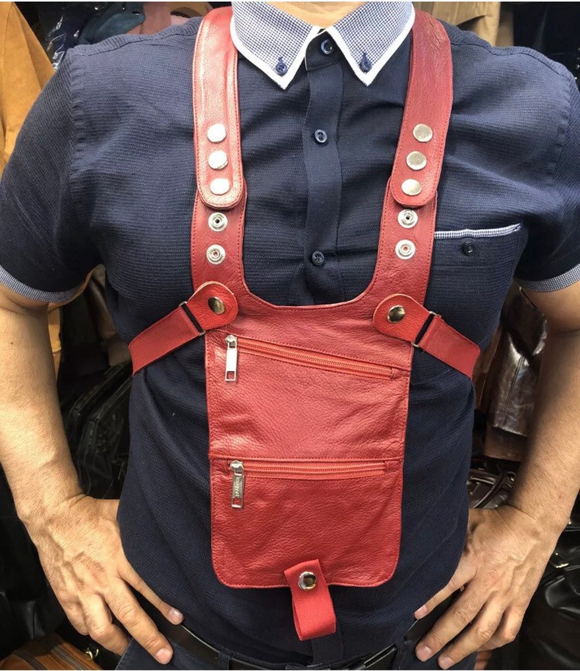 Genuine Leather Shoulder Holster Wallet Security Money Body Belt Anti ...