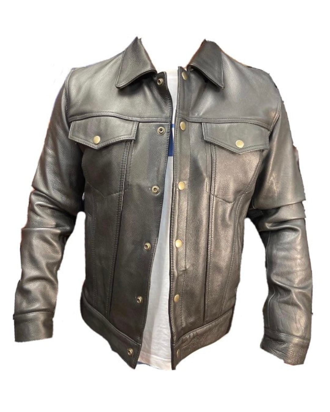 Genuine Leather Jean Jacket Style Jacket - Etsy