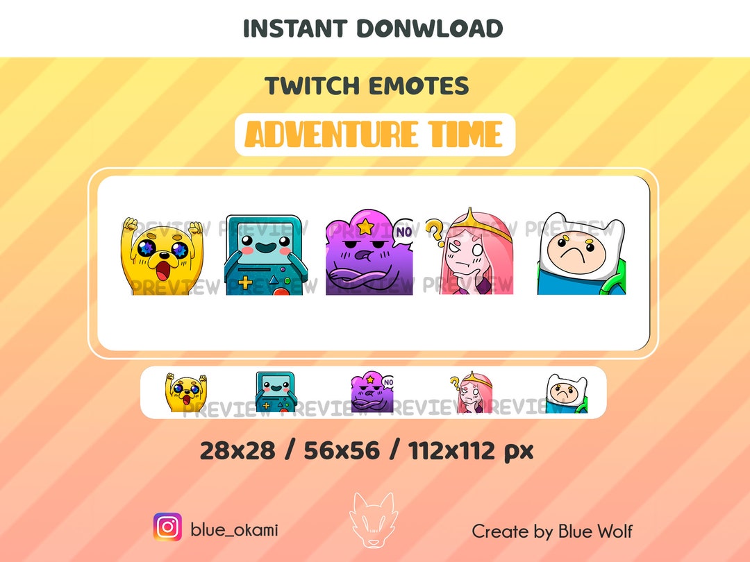 Adventure Time Emotes Pack - Twitch / Jake the Dog, Finn the Human, BMO ...