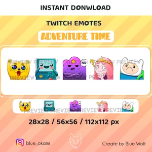 Adventure Time Emotes Pack - Twitch / Jake the Dog, Finn the Human, BMO ...