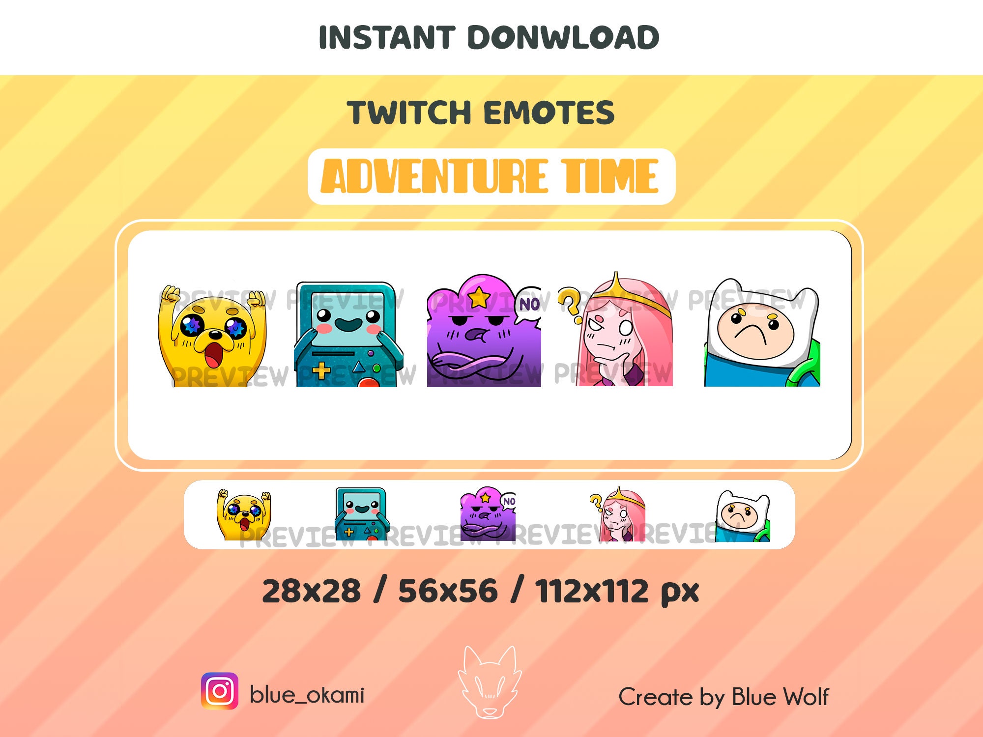 Adventure Time Emotes Pack Twitch / Jake the dog Finn the - Etsy Polska