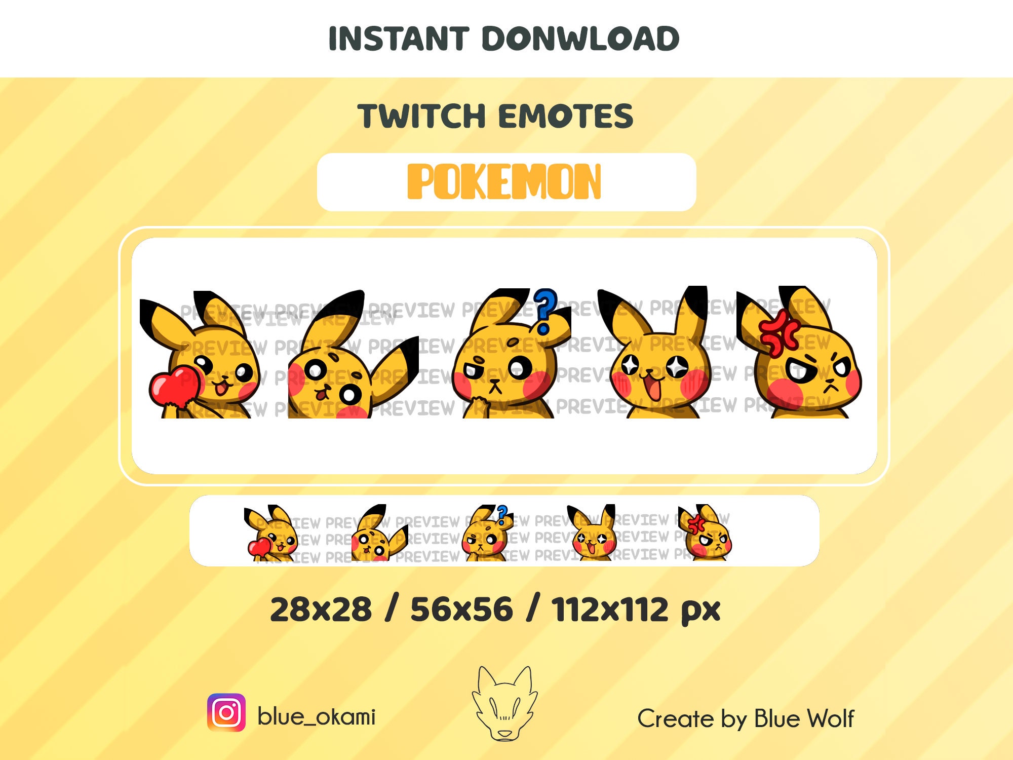 Twitch Emotes Pikachu Emotions | Etsy UK